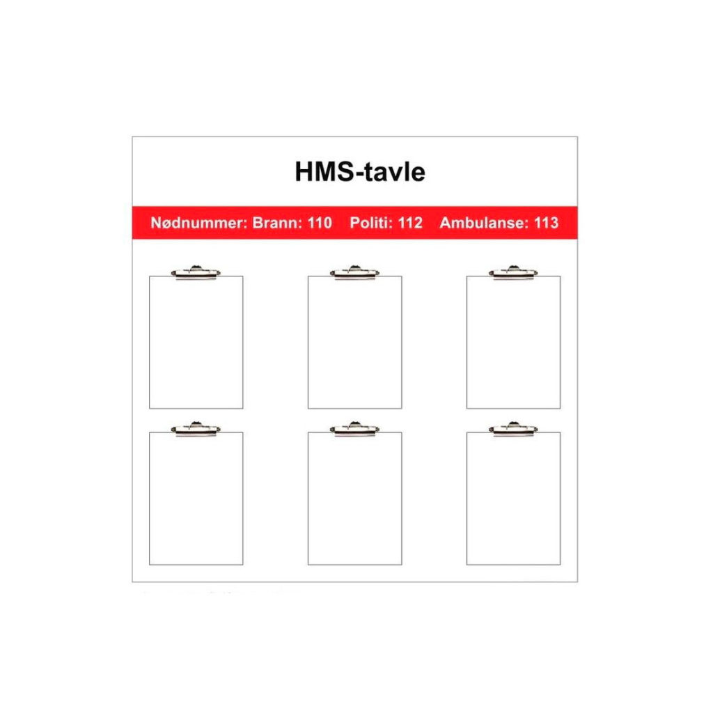 HMS-tavle - Standard eller m/ deres logo og tilpasset deres behov! - UTD